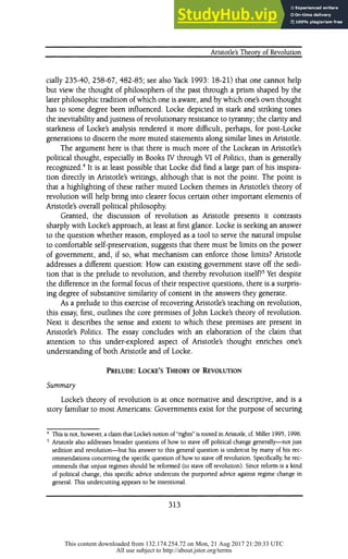 Aristotle S Theory Of Revolution Looking At The Lockean Side | PDF