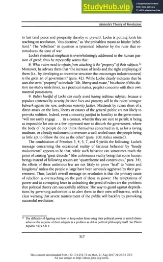 Aristotle S Theory Of Revolution Looking At The Lockean Side | PDF