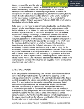 Aristotle S Topics And Informal Reasoning | PDF