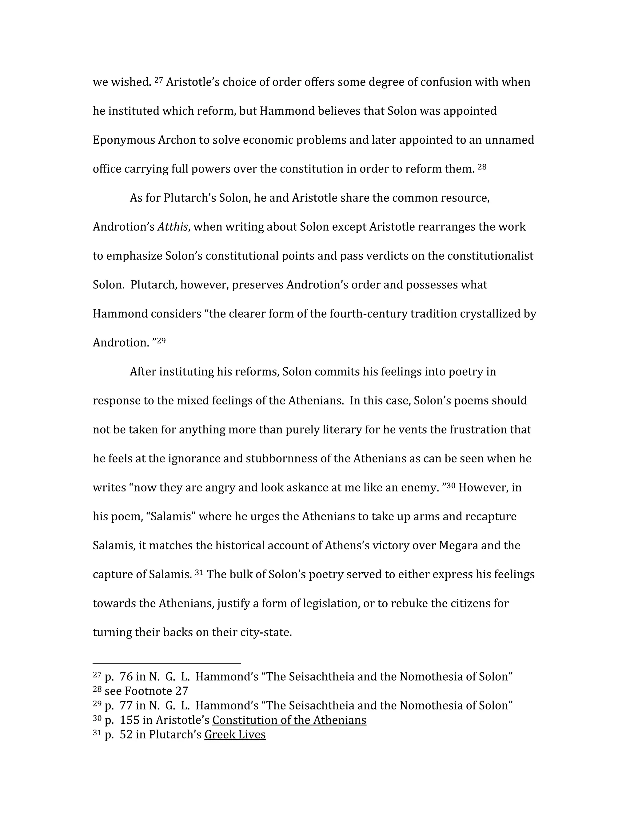 Aristotle vs plutarch a comparison of solonian reform | PDF