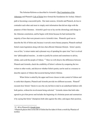 Aristotle vs plutarch a comparison of solonian reform | PDF