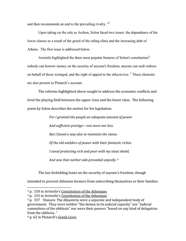 Aristotle vs plutarch a comparison of solonian reform | PDF