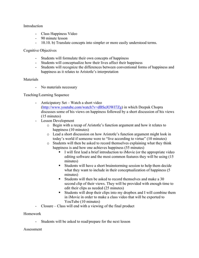 Aristotle YouTube Lesson Plan | PDF | Educational Assessment | Education