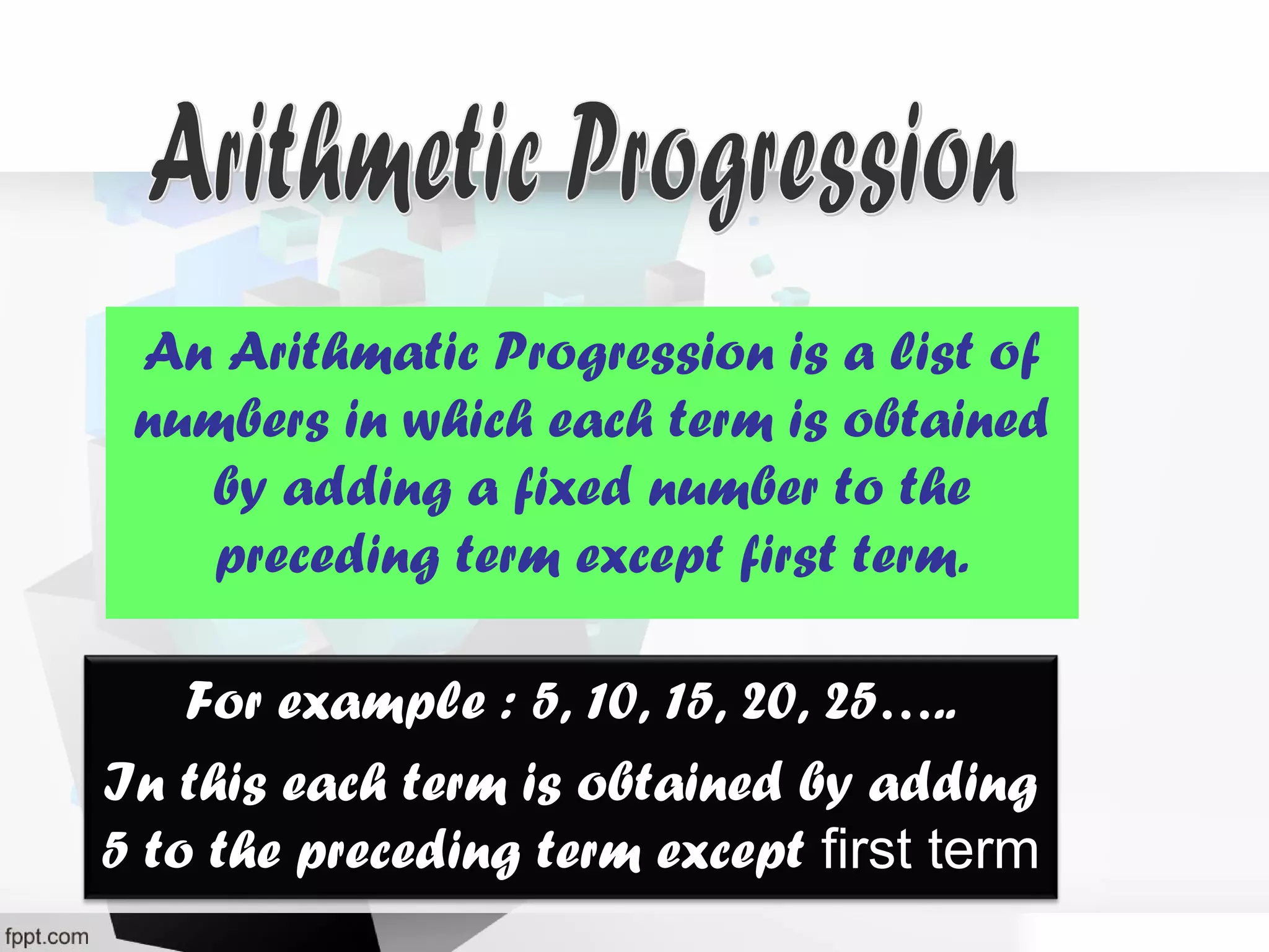 Arithmetic progression | PPT