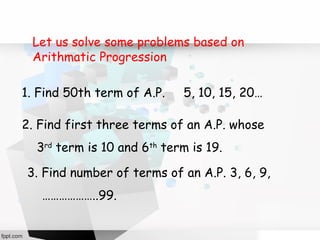 Arithmetic progression | PPT