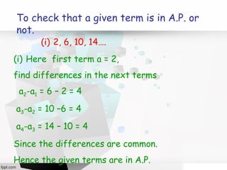 Arithmetic progression | PPT