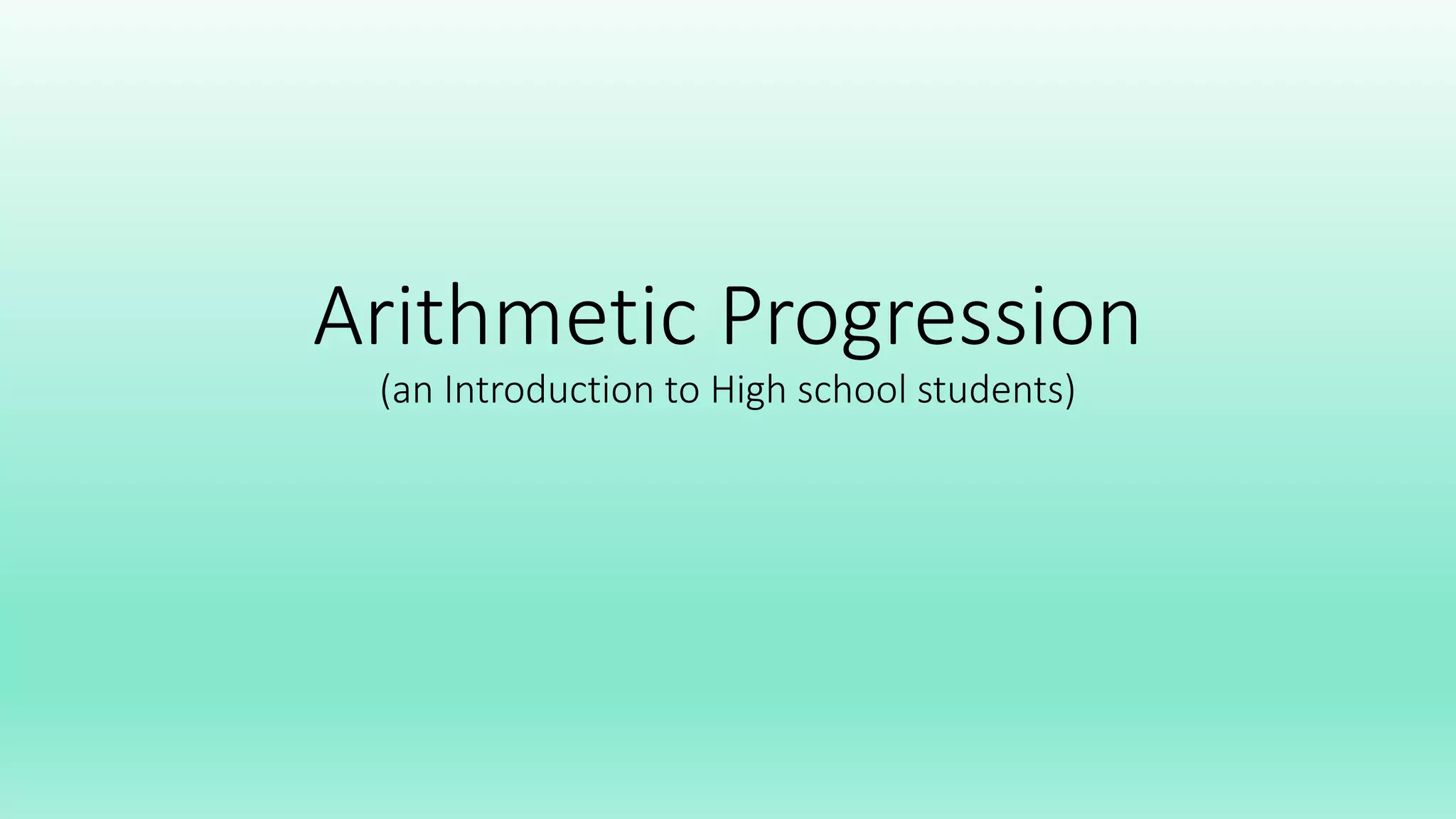 Arithmetic progression | PPT