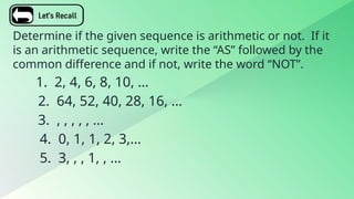 Arithmetic-Sequence-Quarter 1 week 2 Grade 10 | PPTX