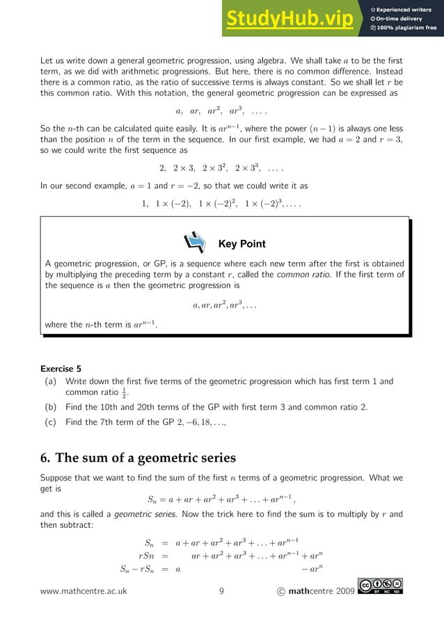 Arithmetic And Geometric Progressions | PDF