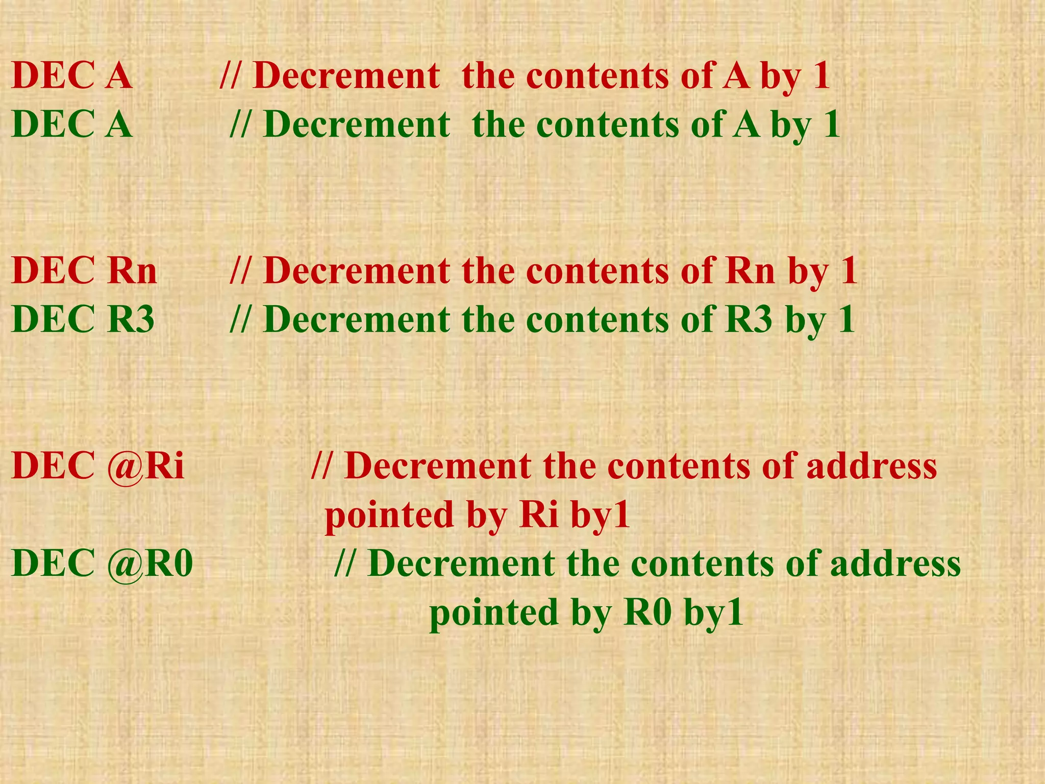 Arithmetic and logical instructions 8051 microcontroller | PPTX