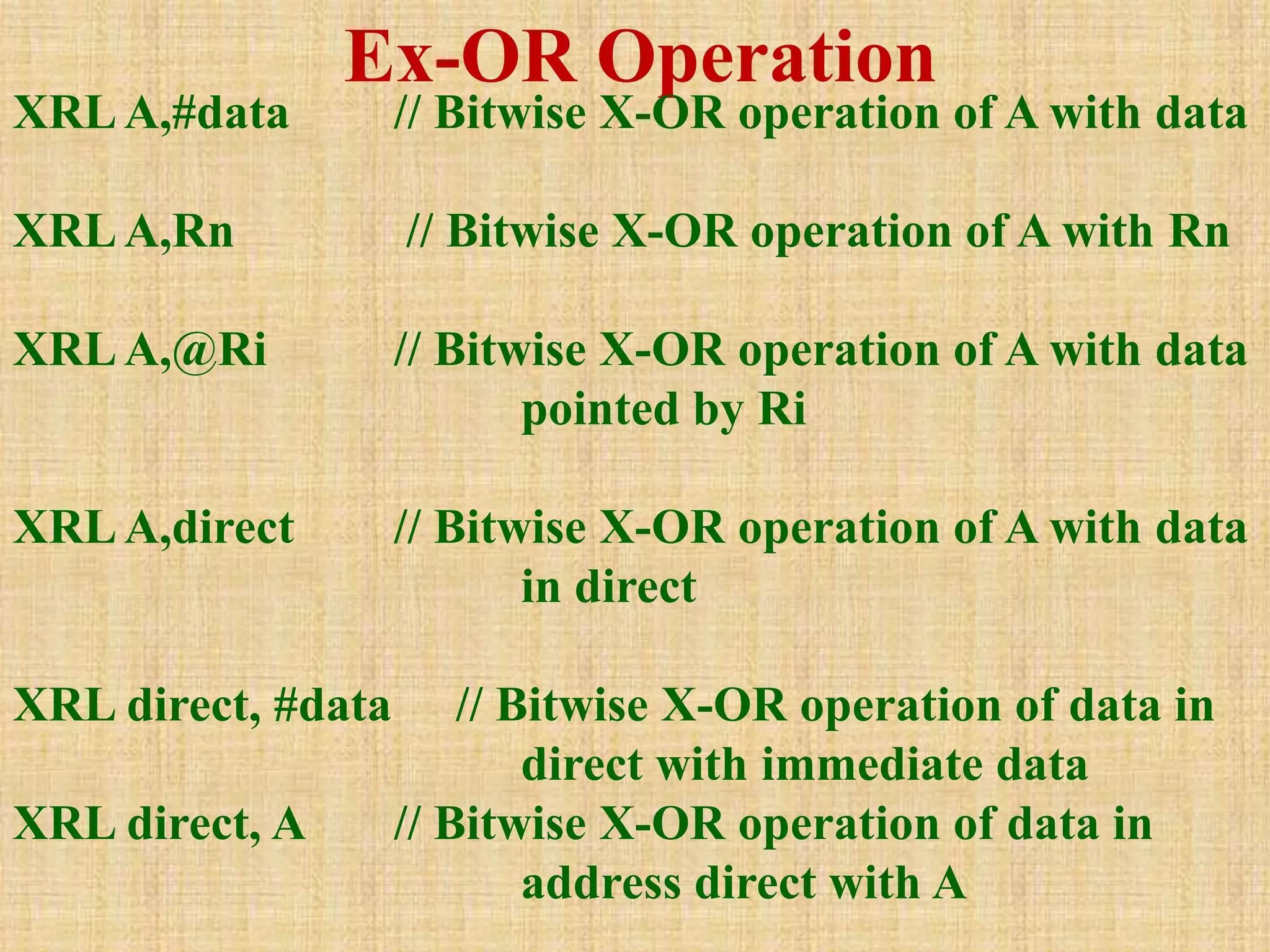 Arithmetic And Logical Instructions 8051 Microcontroller Ppt
