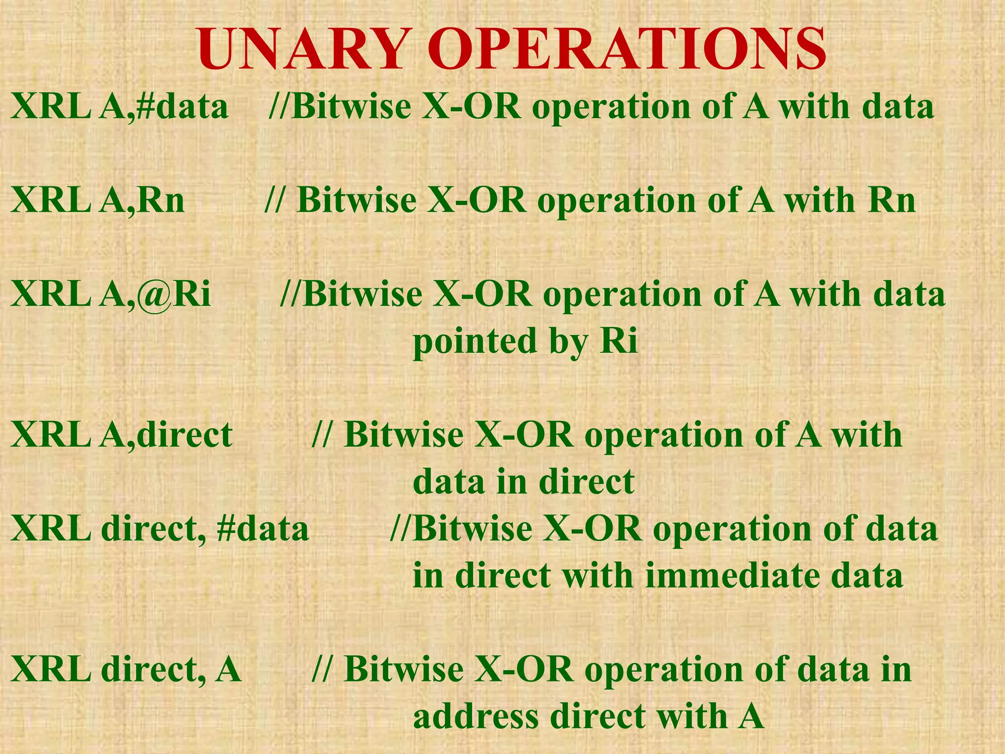 Arithmetic And Logical Instructions 8051 Microcontroller Ppt