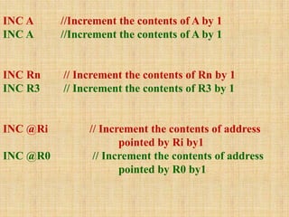 Arithmetic and logical instructions 8051 microcontroller | PPTX