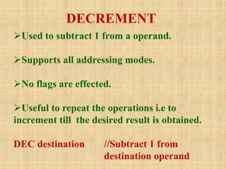 Arithmetic and logical instructions 8051 microcontroller | PPTX
