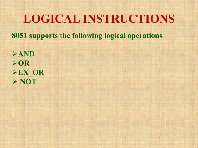 Arithmetic And Logical Instructions 8051 Microcontroller Pptx