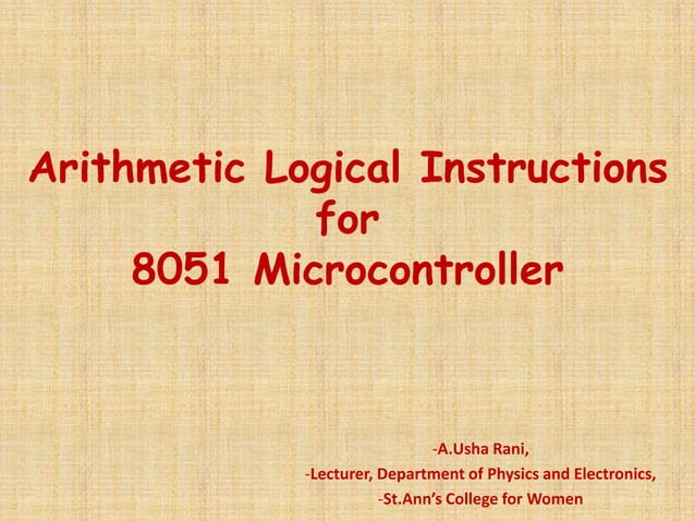 Arithmetic And Logical Instructions 8051 Microcontroller Ppt 