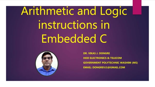 Arithmetic and logic operations in c | PPT