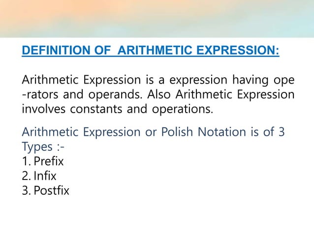 Arithmetic Expression | PPTX | Technology & Computing