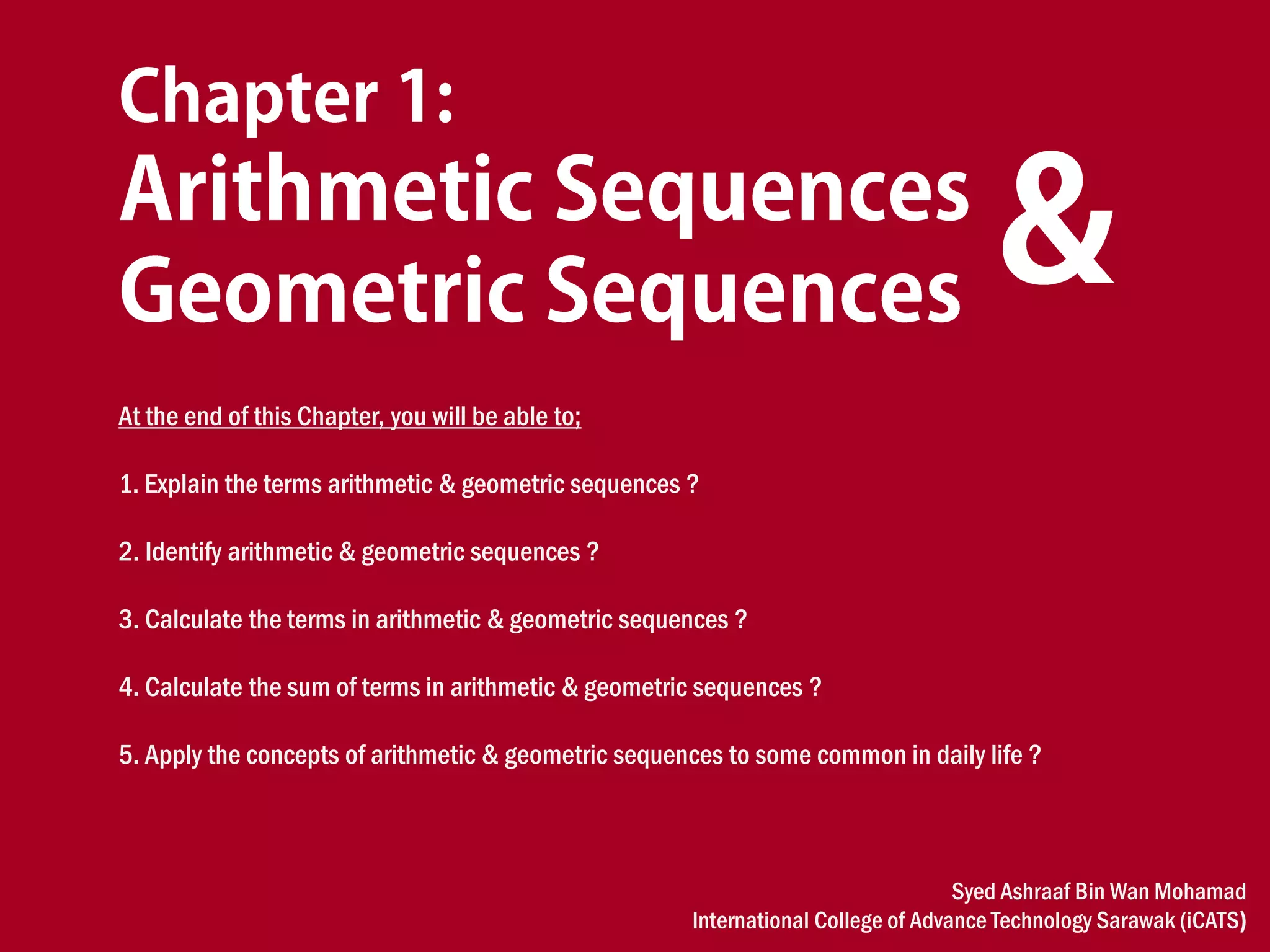 Chapter 1 - Arithmetic & Geometric Sequence | PDF