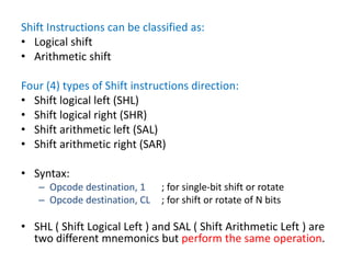 Arithmetic and logical instructions set | PPTX