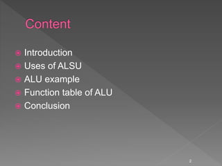Arithmetic logic shift unit | PPTX