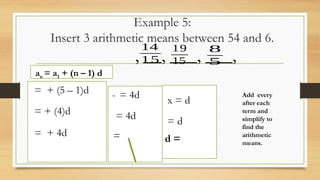 arithmetic means.pptx, common ratio and sequence | PPTX