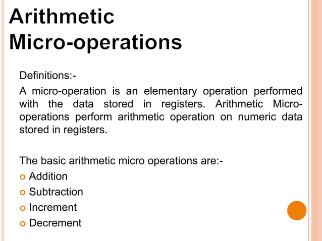 Arithmetic micro operations | PPTX