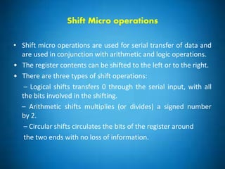 Arithmetic micro operations | PPTX