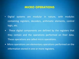 Arithmetic micro operations | PPTX