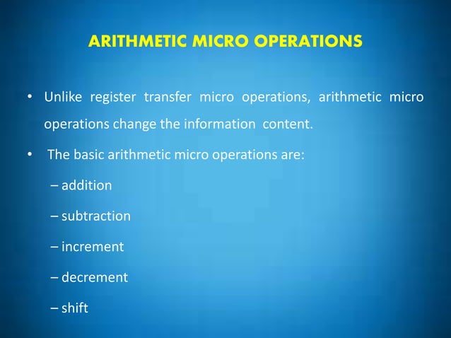 Arithmetic Micro Operations Pptx