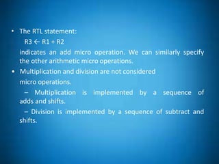 Arithmetic micro operations | PPTX