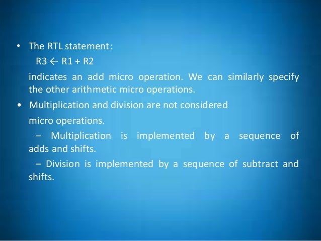 Arithmetic micro operations