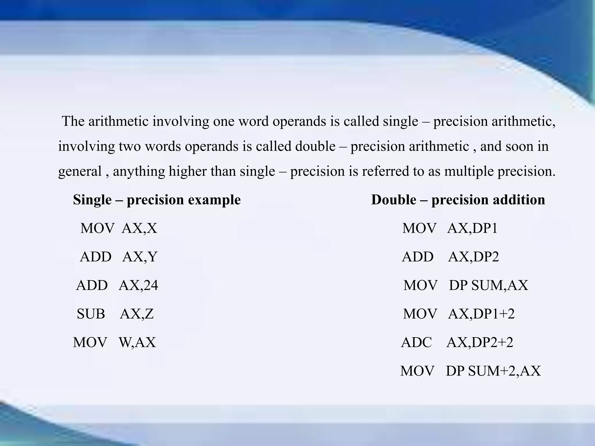 microcomputer architecture - Arithmetic instruction | PPT