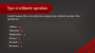 Arithmetic Operations in Assembly Language: Fundamentals & Implementation | PPT
