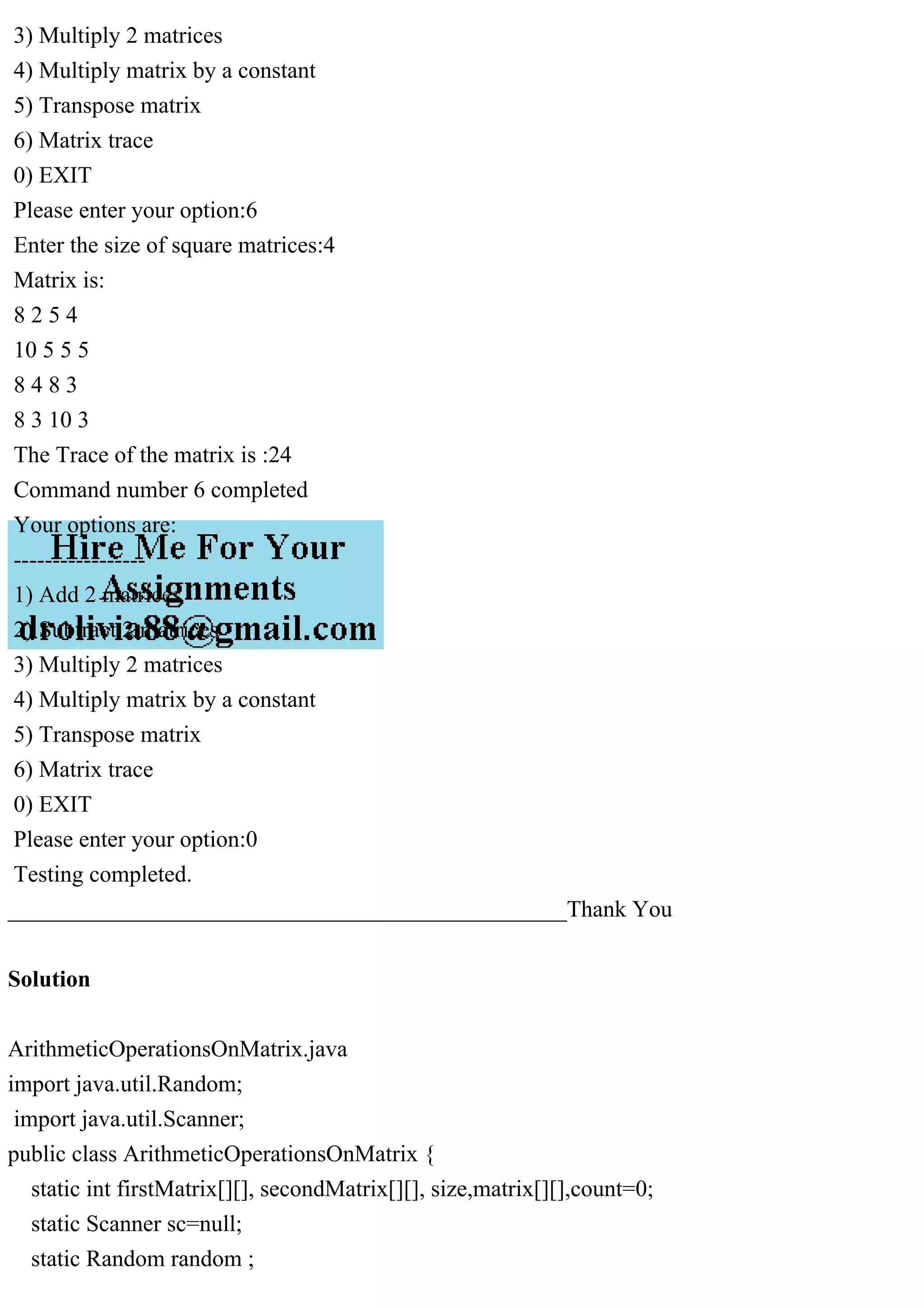 ArithmeticOperationsOnMatrix.javaimport java.util.Random; import.pdf