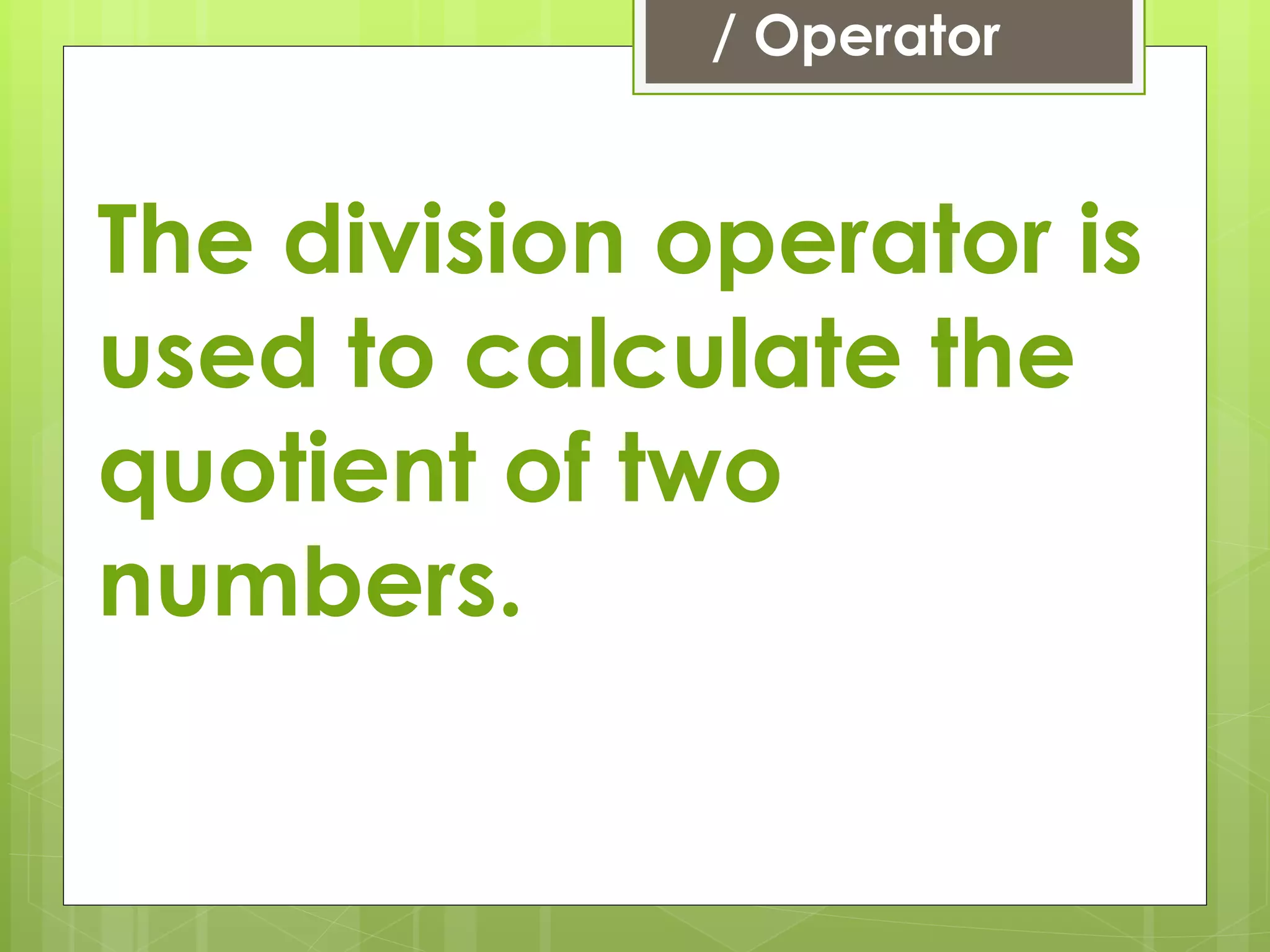 Arithmetic operator | PPT