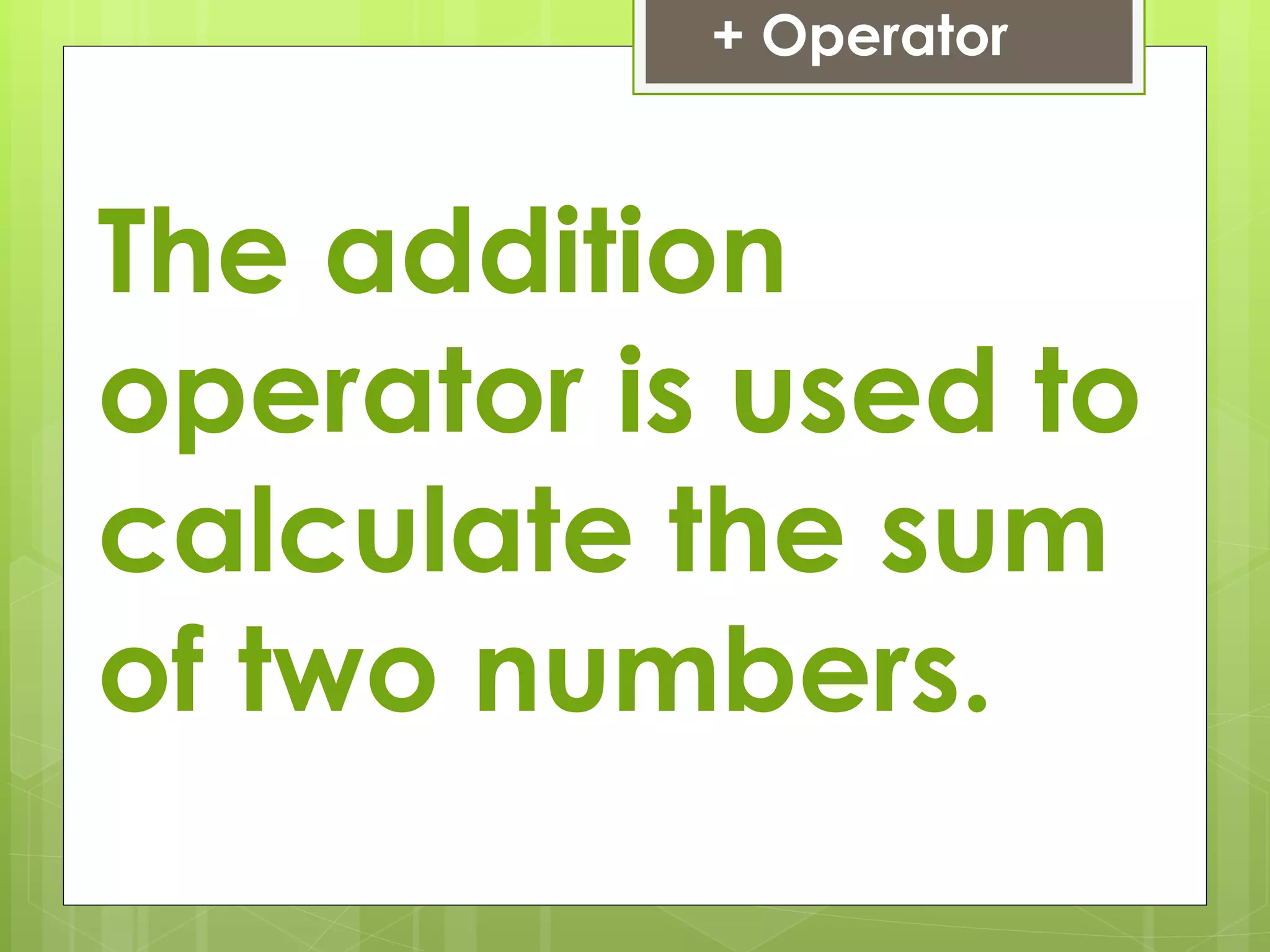 Arithmetic operator | PPT