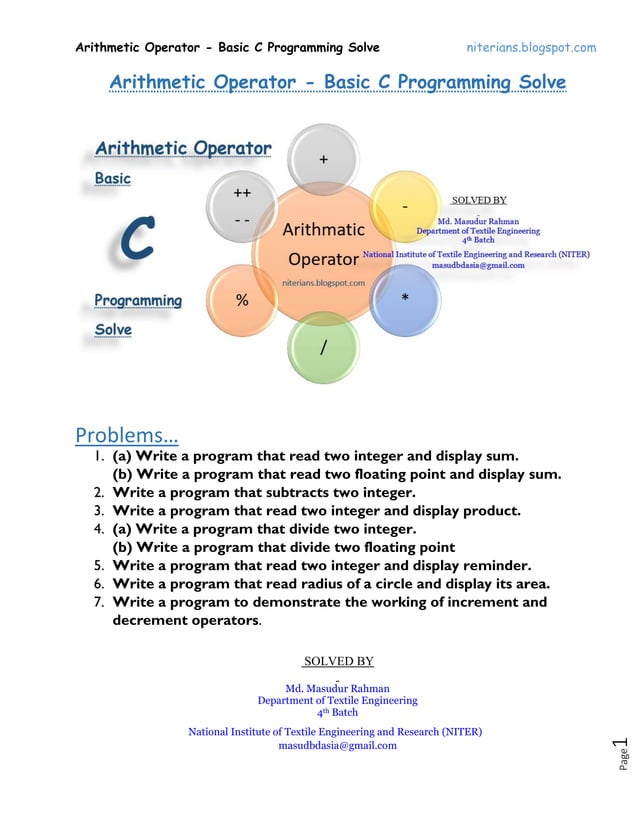 Arithmetic operator | PDF