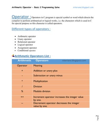 Arithmetic operator | PDF
