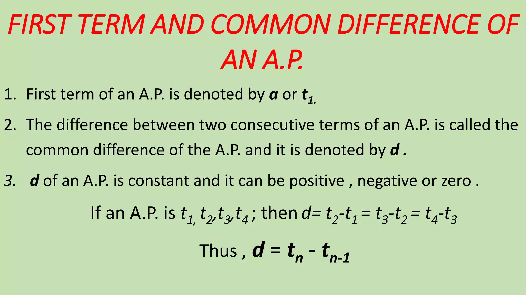 Arithmetic Progression PART 1 ( INTRODUCTION ) | PPTX