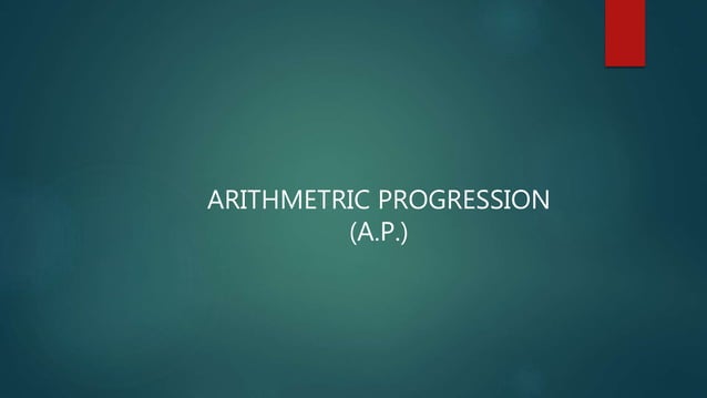 Arithmetic progression | PPT