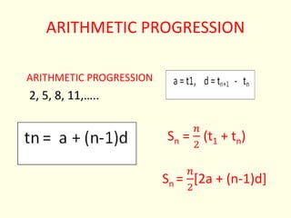 Arithmetic progression | PPTX | Homework and Study | Education