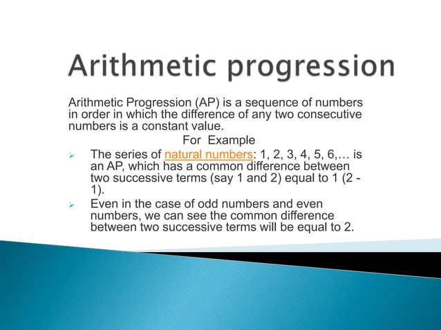 Arithmetic progression | PPTX | Chemistry | Science