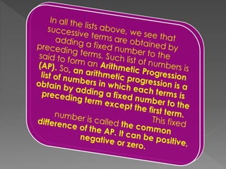 Arithmetic progressions | PPTX
