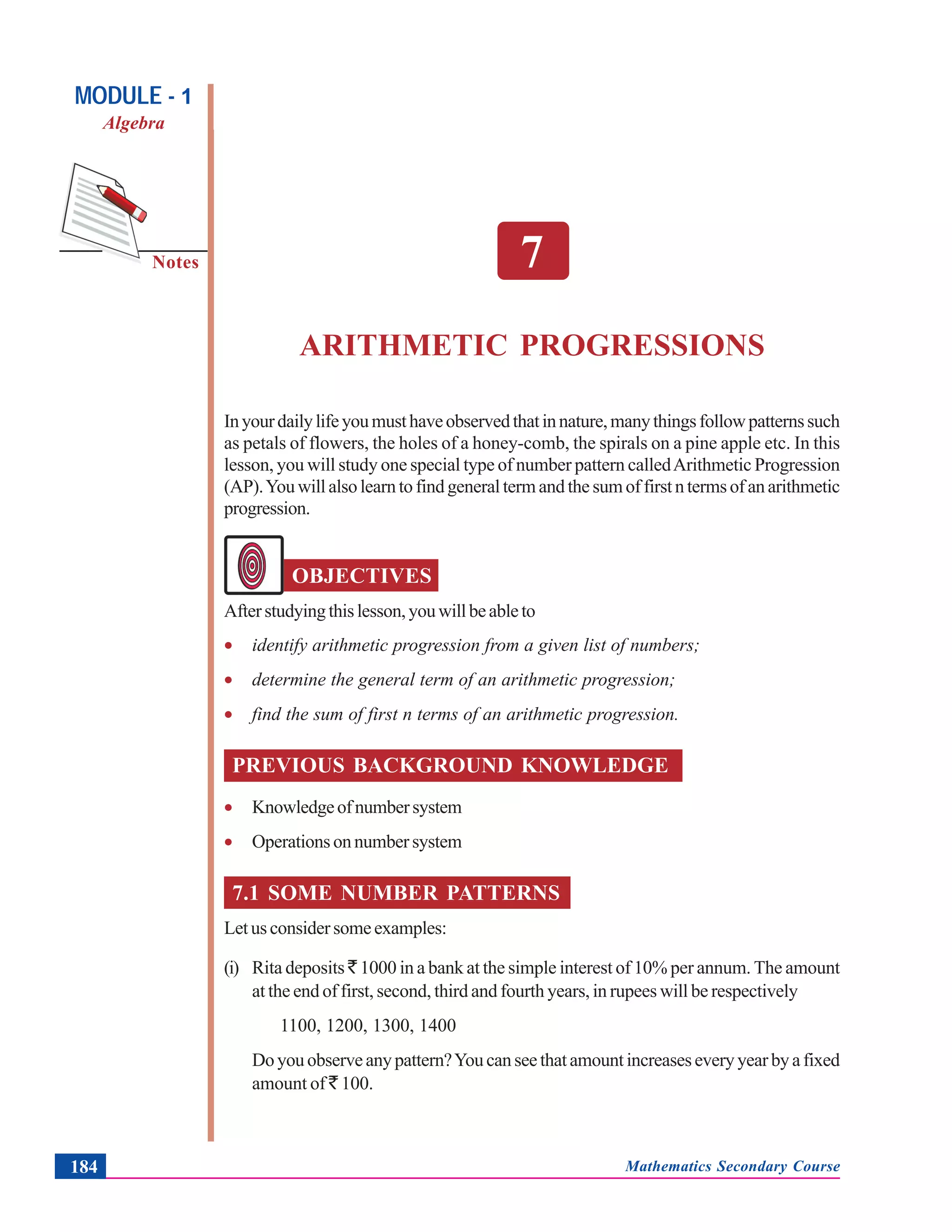 Arithmetic progressions /Algebra | PDF