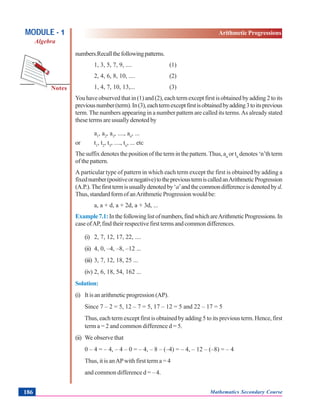 Arithmetic progressions /Algebra | PDF