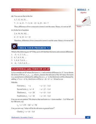 Arithmetic progressions /Algebra | PDF