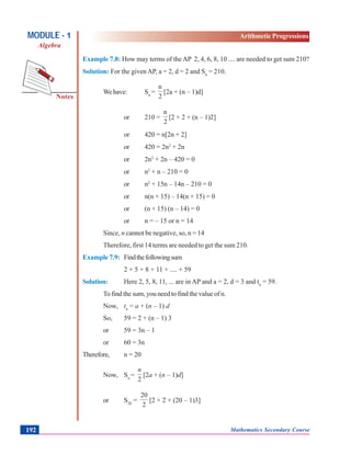 Arithmetic progressions /Algebra | PDF
