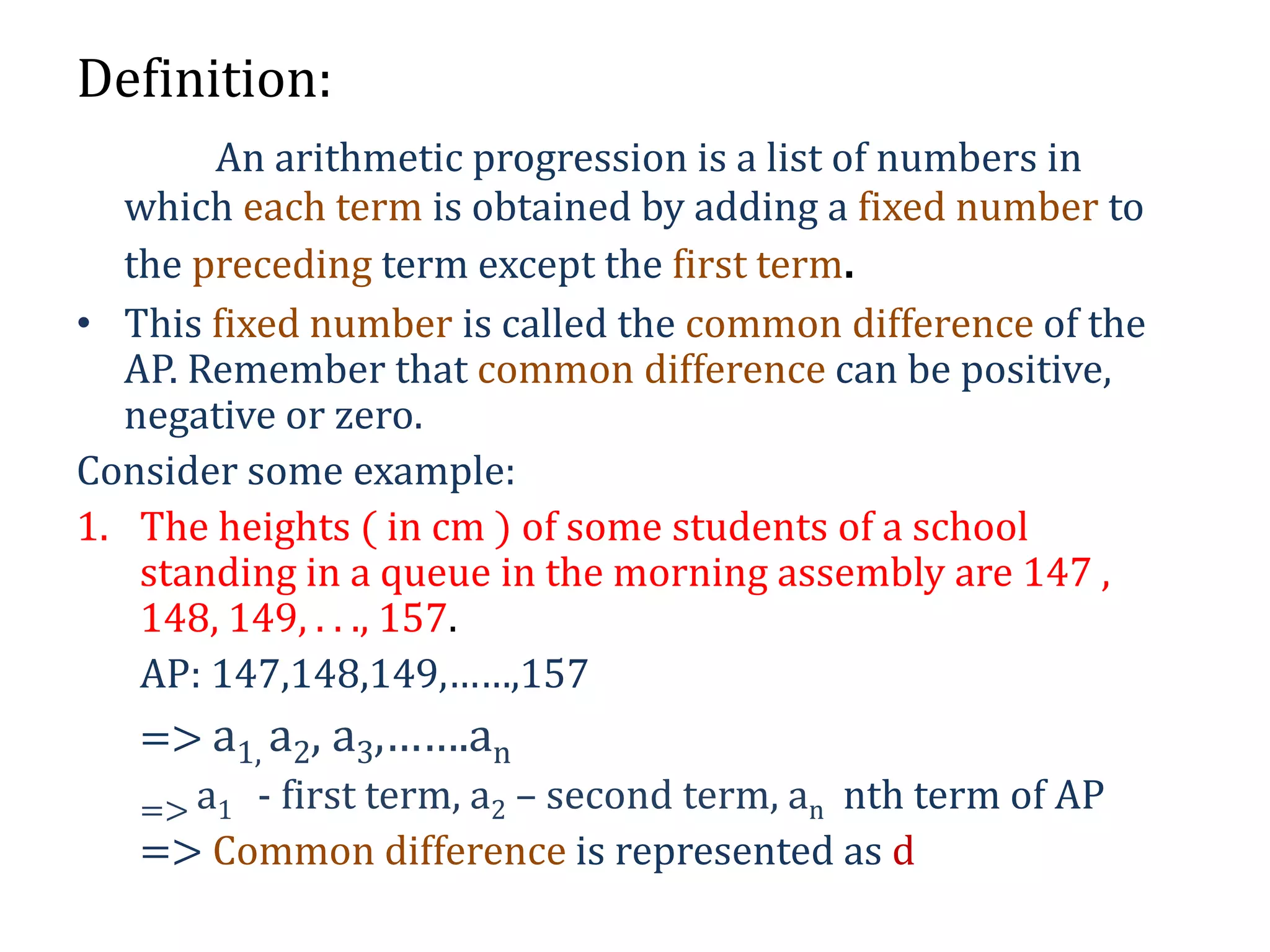 Arithmetic progressions | PPTX