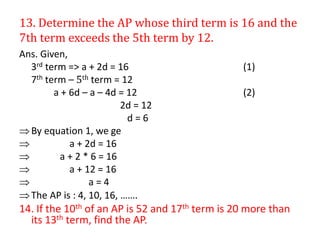 Arithmetic progressions | PPTX